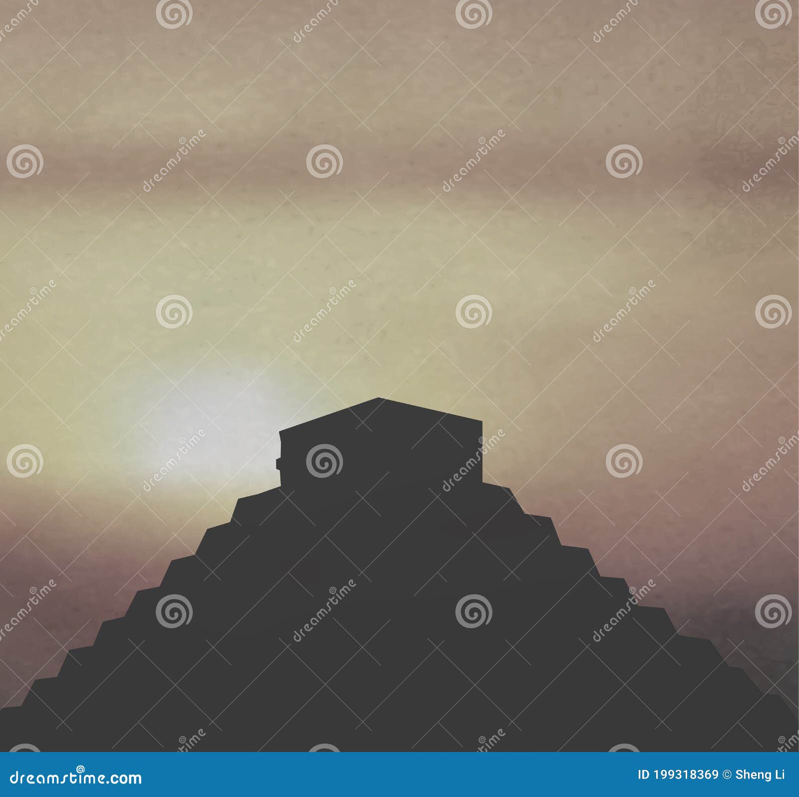The Maya Pyramid Under the Sunset Stock Vector - Illustration of ...