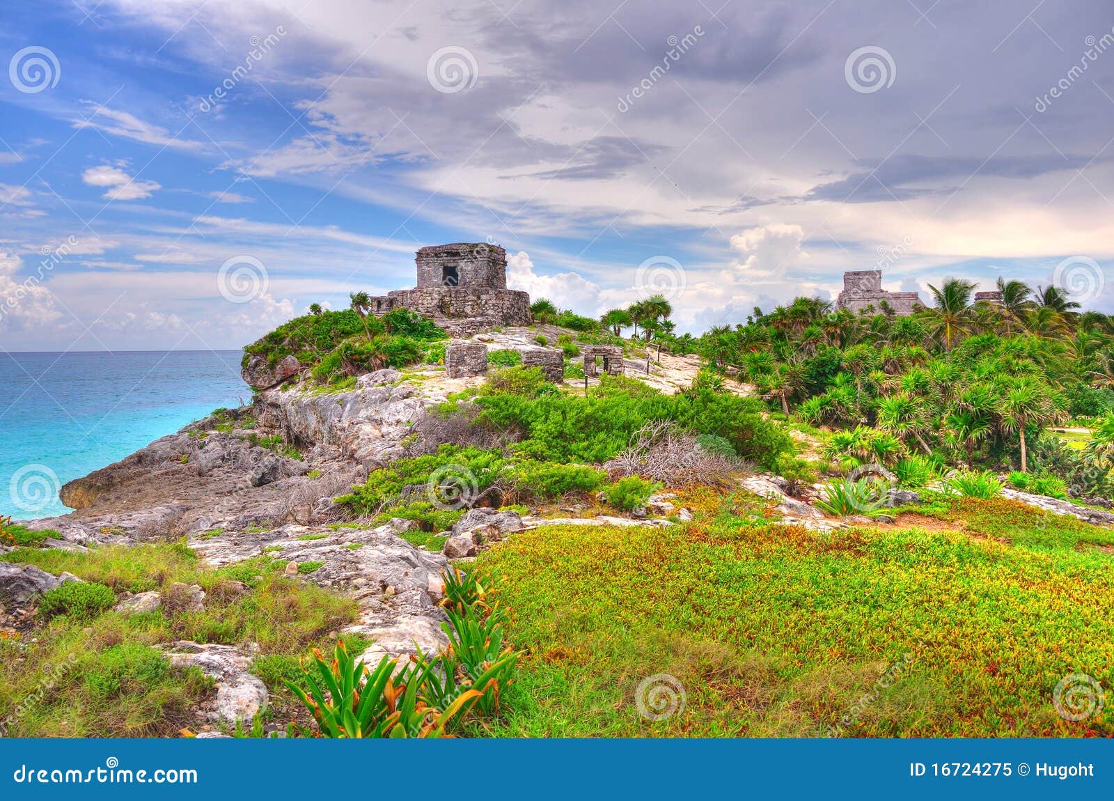 Maya Ruins on the Caribbean Beach, Mexico Stock Image - Image of ...