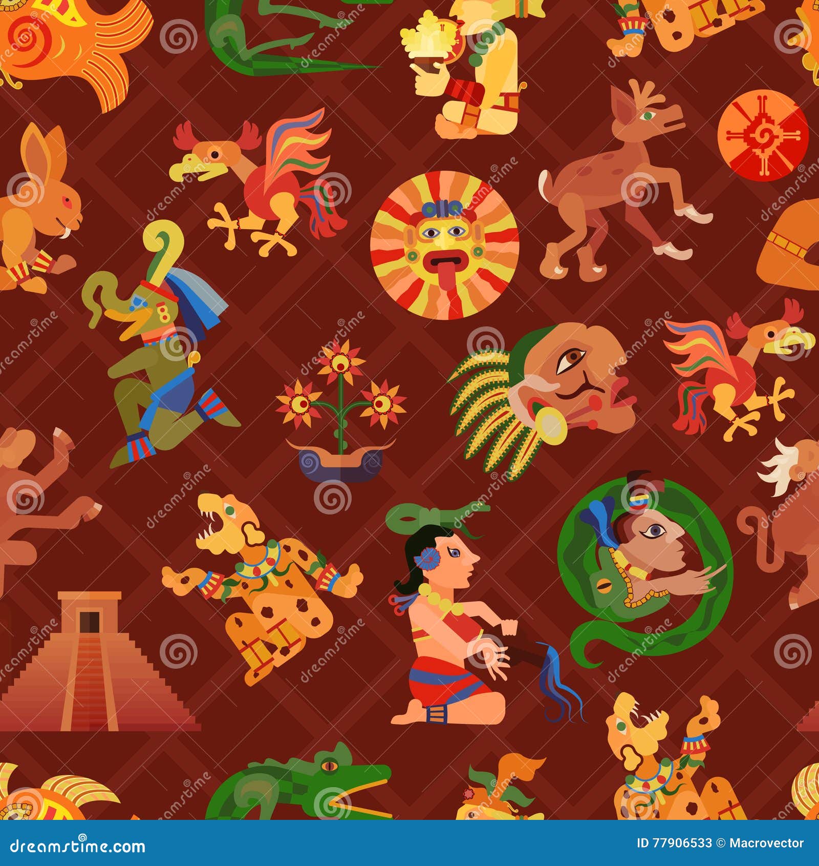 Maya Seamless Pattern illustrazione vettoriale. Illustrazione di antico ...
