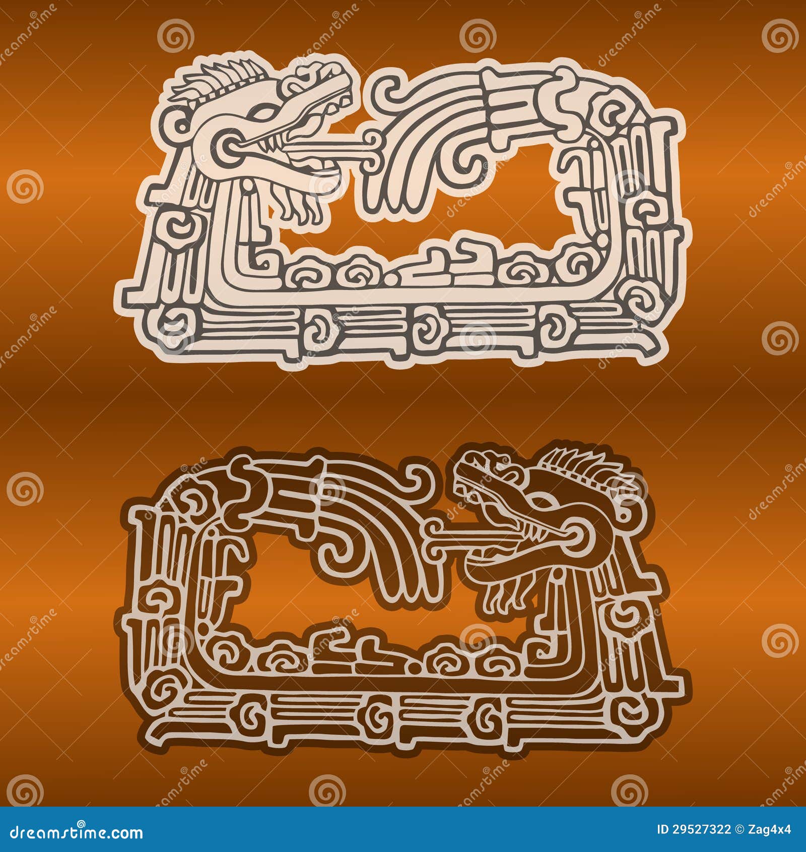 Maya Snake Quetzalcoatl Ouroboros Stock Illustration - Illustration of ...