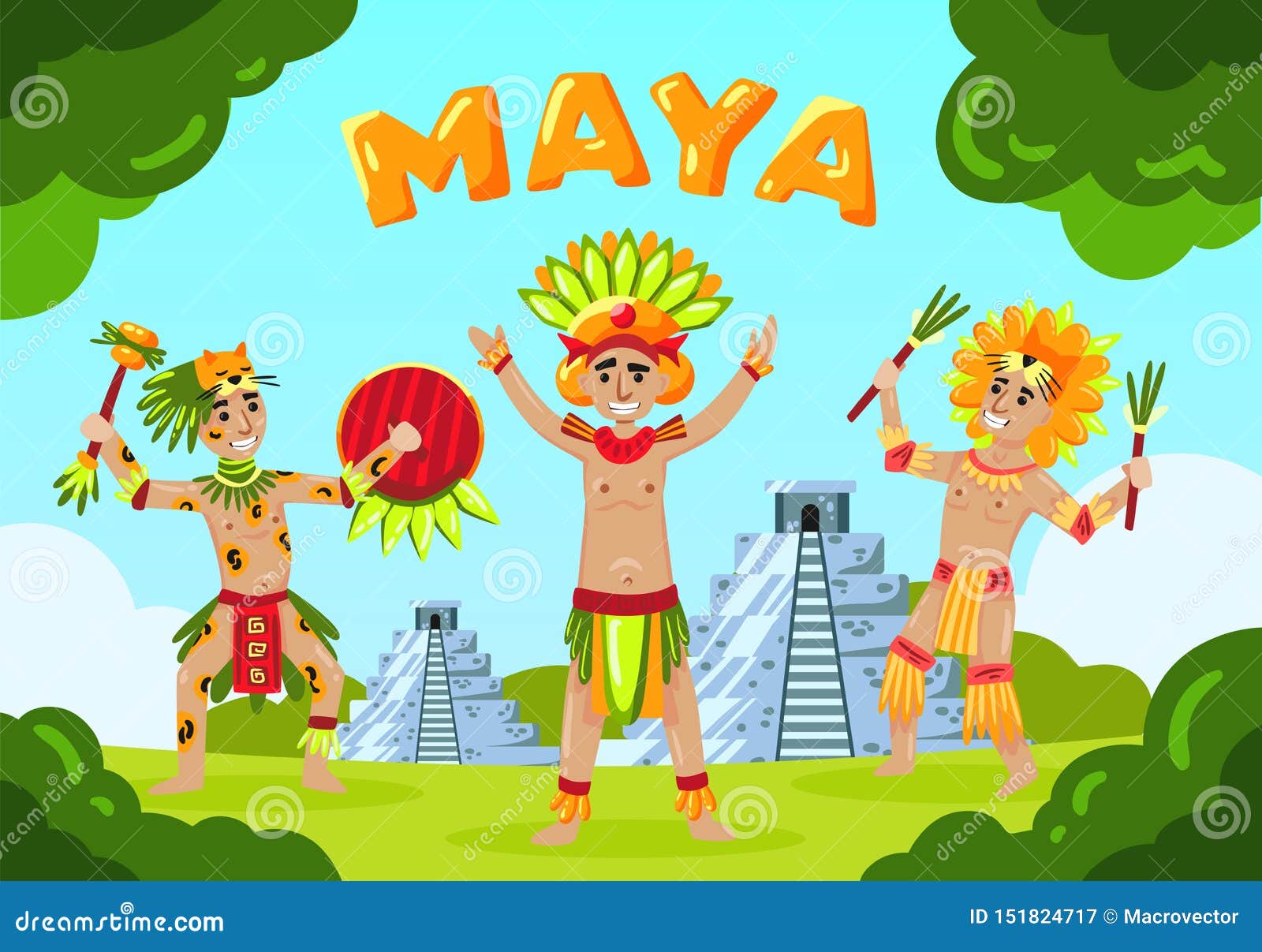 Maya Tribe Landscape Background Stock Vector - Illustration of ...