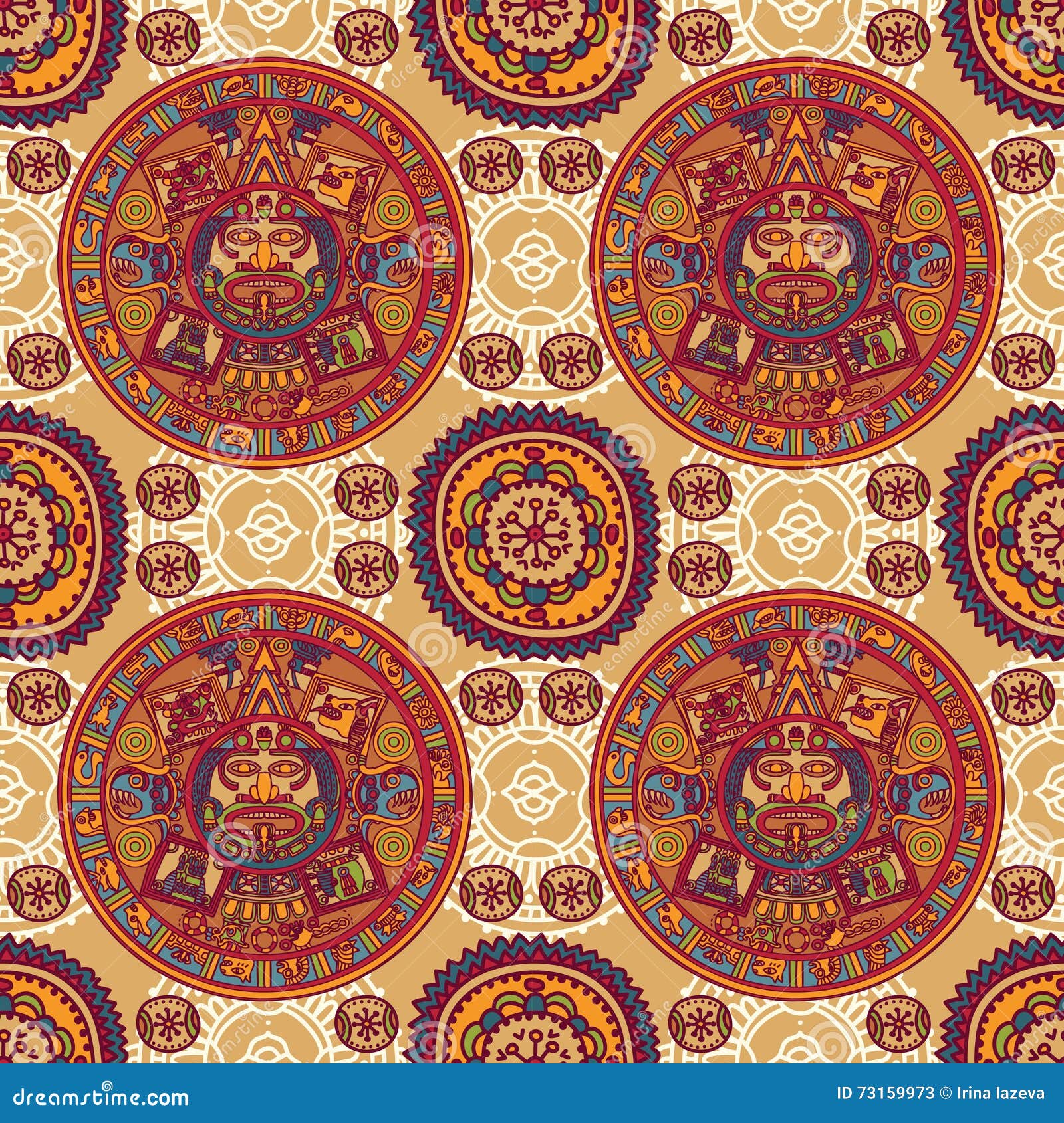 Maya Zodiac, Card with Ethnic Ornament Stock Vector - Illustration of ...