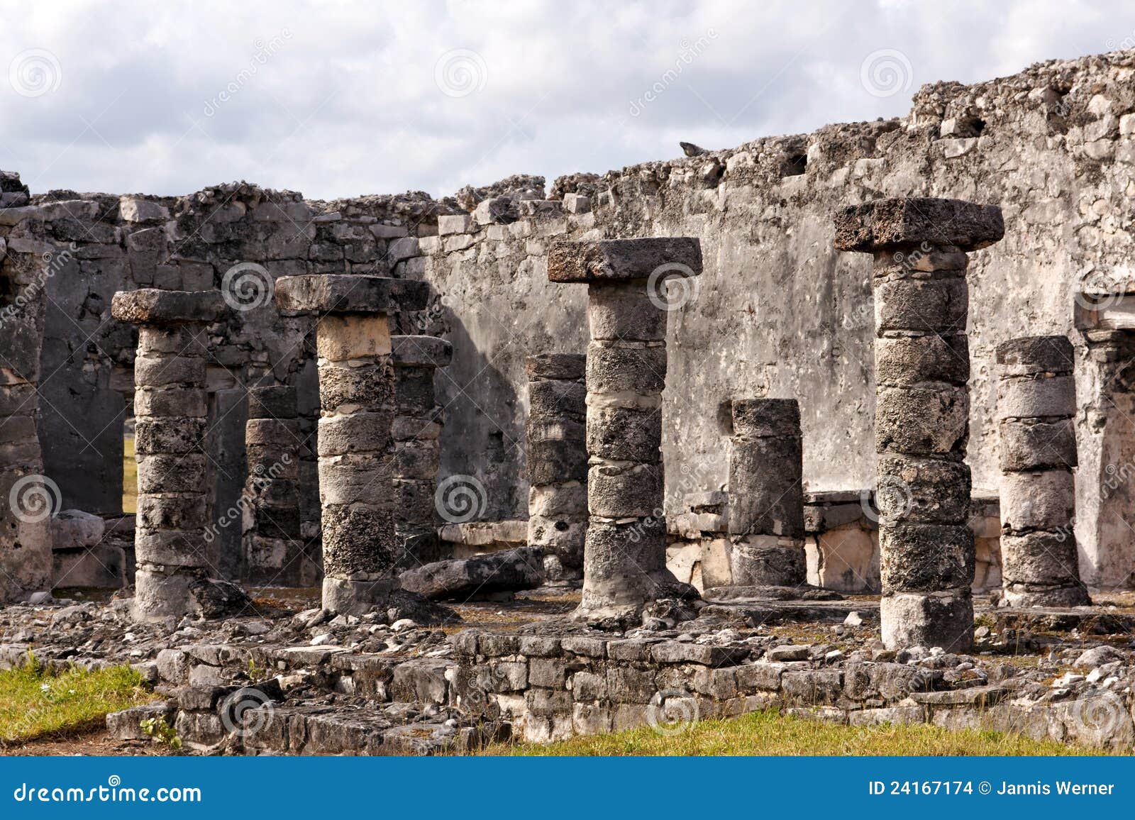 Mayan Architecture Detail with Columns Stock Photo - Image of caribbean ...