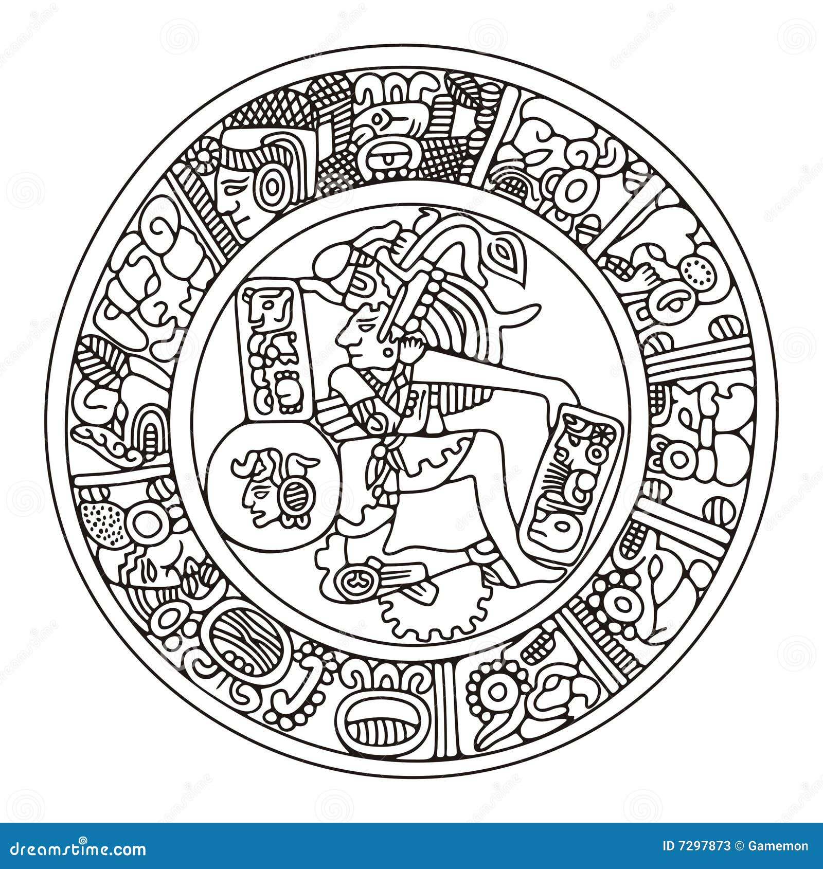 Mayan artwork stock vector. Illustration of ball, line - 7297873