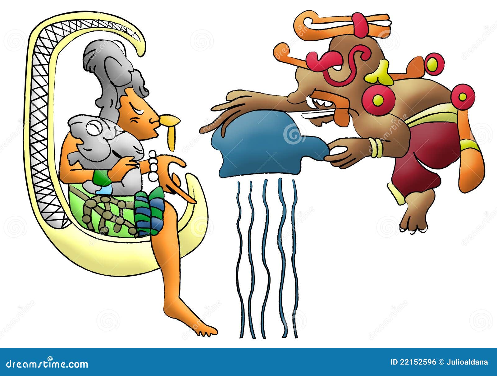 Mayan- Aztec Deity - Chaac and Ix Chel Stock Illustration ...