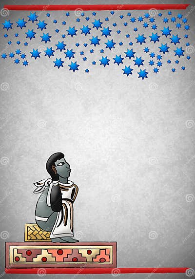Mayan - Aztec Observing the Constellations in the Stock Illustration ...