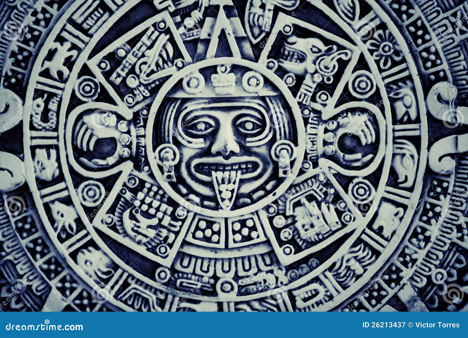 Mayan Calendar On Clay Plate, Isolated On White. Stock Image ...