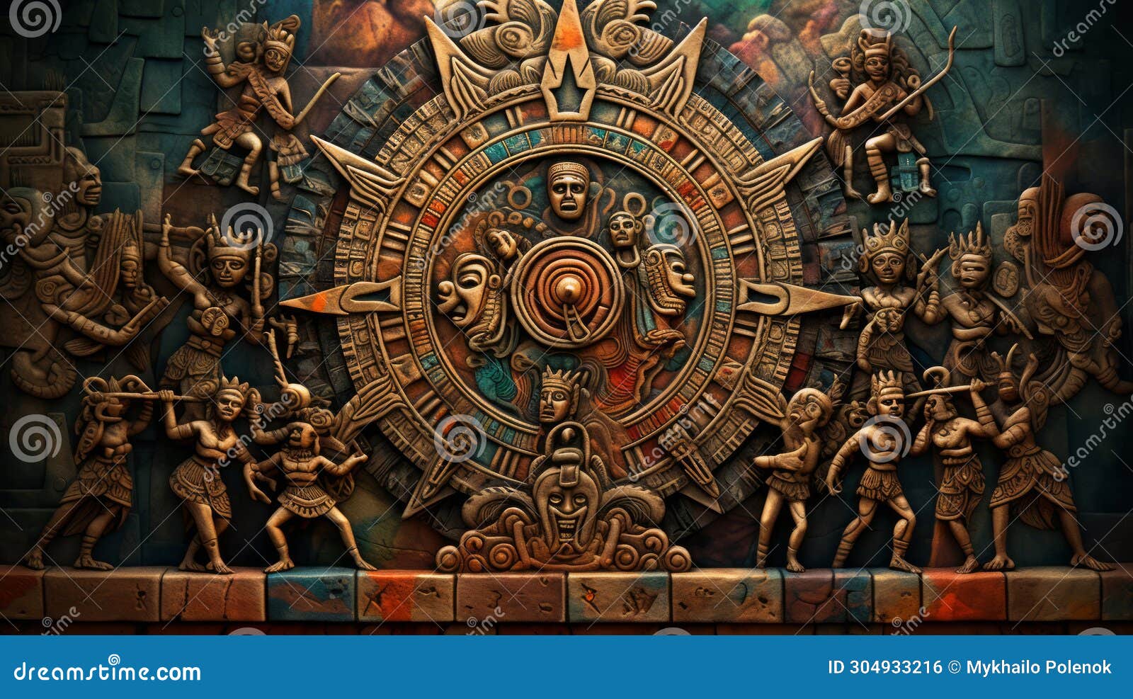 Mayan Calendar Colorful Background. Neural Network AI Generated Stock ... Mayan Calendar Colorful Background. Neural Network AI Generated Stock ...