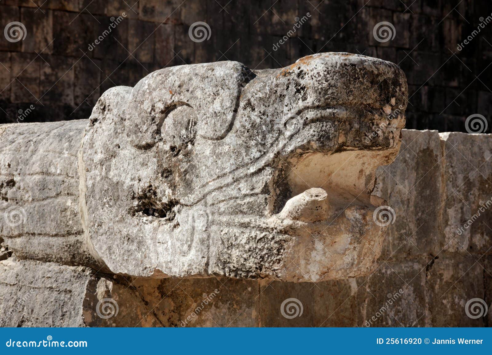 Mayan Carved Snake Head at Chichen Itza Stock Photo - Image of carved ...