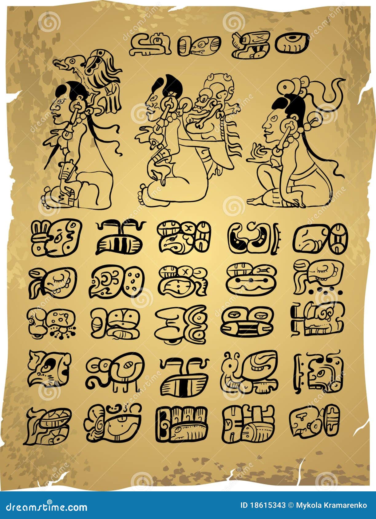 Mayan hieroglyphs stock vector. Illustration of american - 18615343