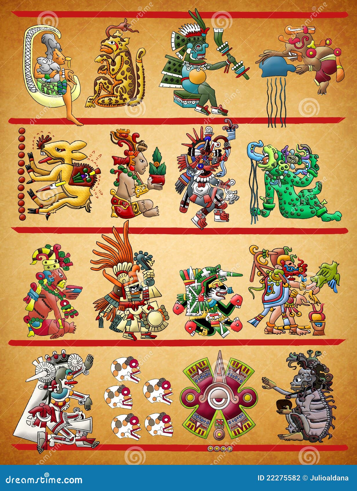 Mayan - Illustrazione Azteca Del Codice Illustrazione di Stock ...