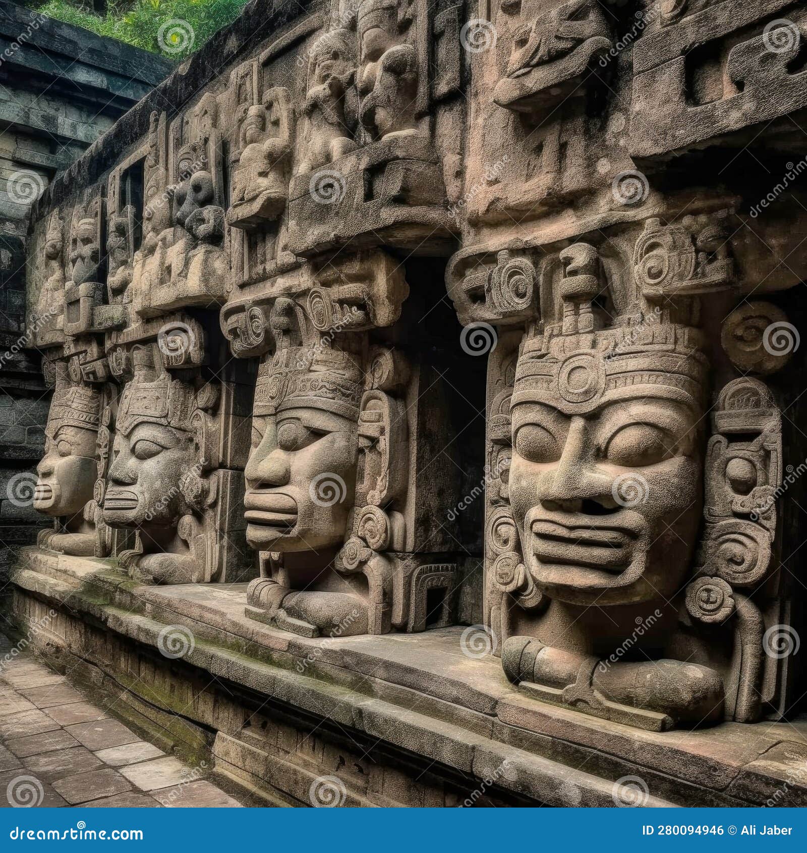 Mayan Inscribed Patterns on a Rock Ai Generative Illustration Stock ...