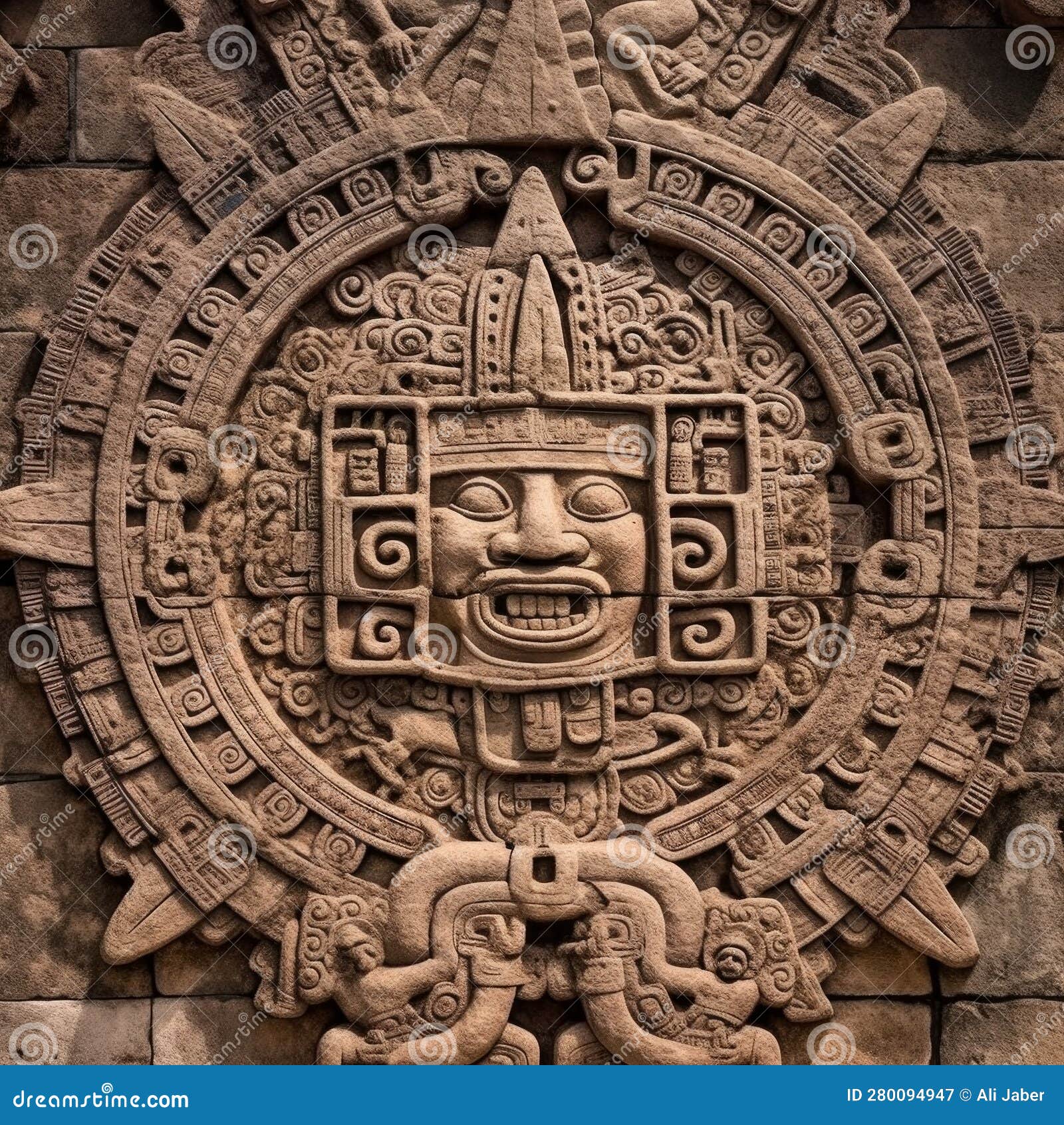 Mayan Inscribed Patterns on a Rock Ai Generative Illustration Stock ...