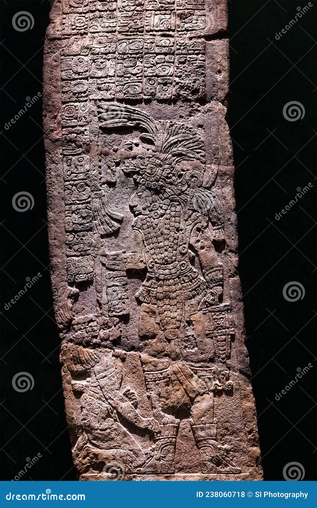 Mayan King Stele with Hieroghlyphic Symbols, Mexico Editorial Stock ...