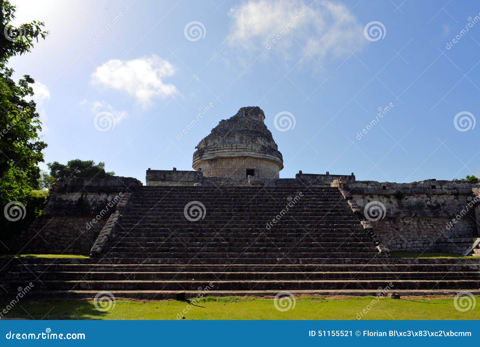 Mayan Observatory at Chichen Itza, Mexico, Yucatan Stock Image - Image ...
