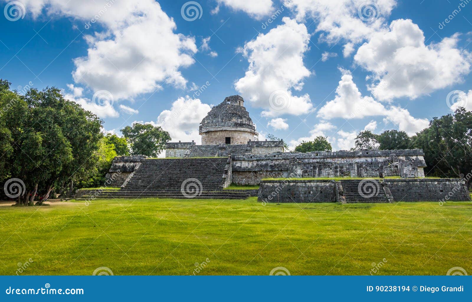 Mayan Observatory Ruins at Chichen Itza - Yucatan, Mexico Stock Photo ...