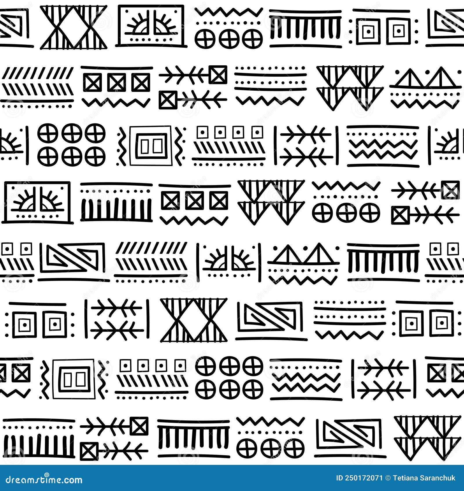 Mayan Patchwork Seamless Pattern. Black and White Colors. Stock Vector ...