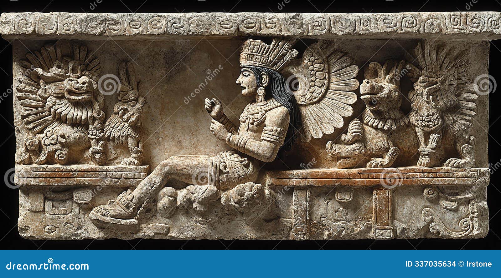 Mayan Priest, Ancient Stone Carving Heard on Temple Wall Stock ...