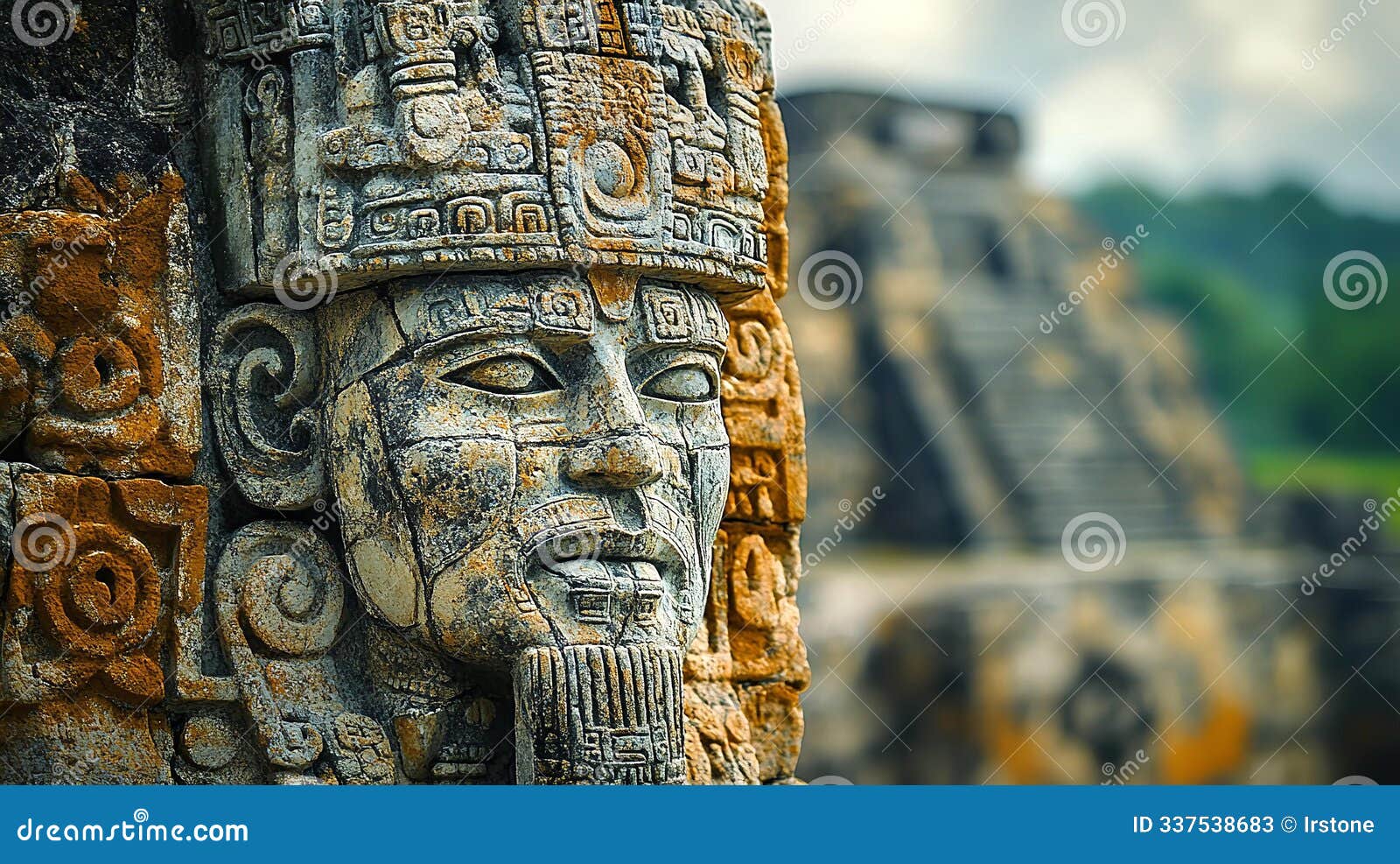 Mayan Priest, Ancient Stone Carving Heard On Temple Wall Royalty-Free ...