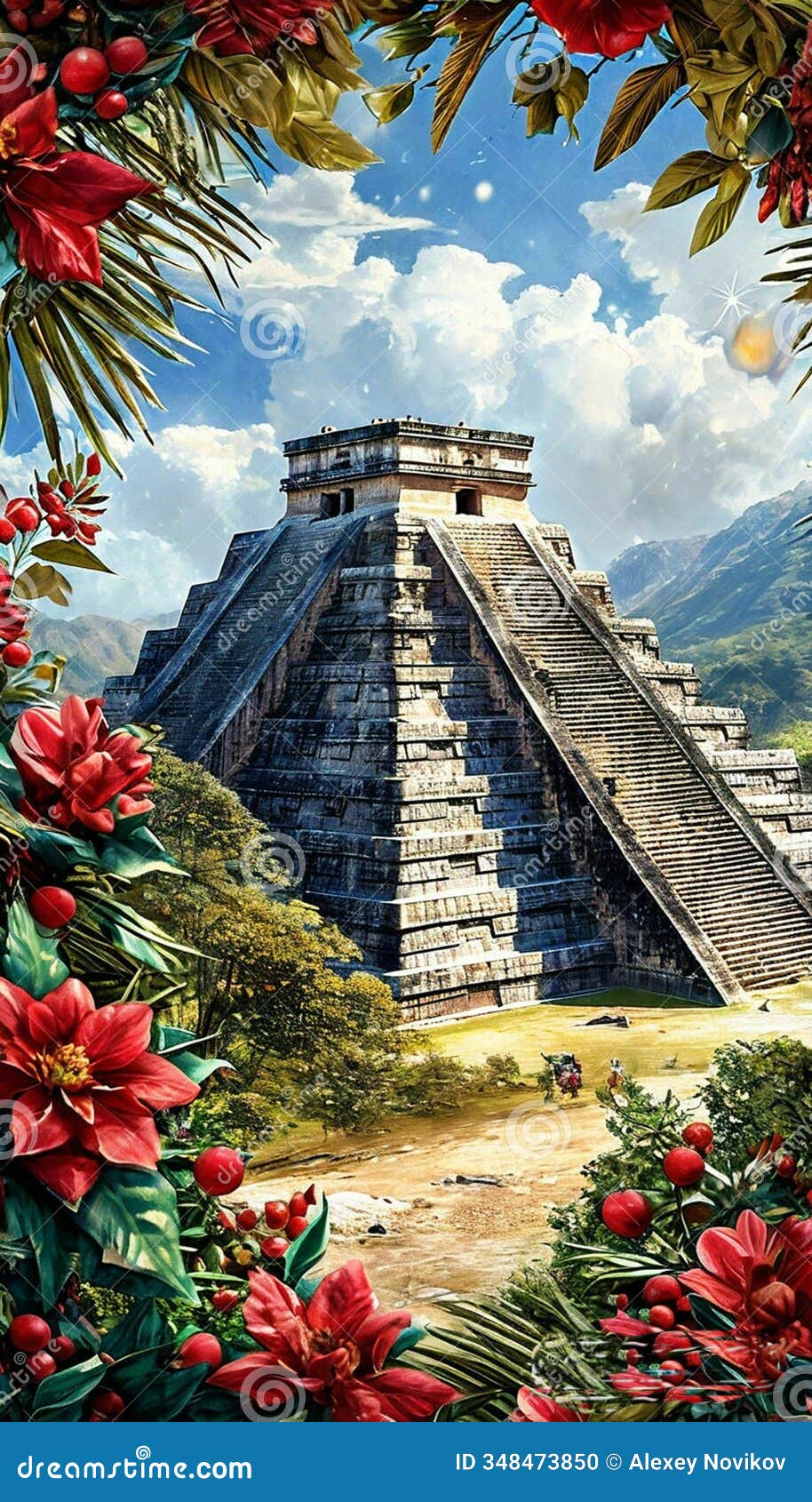 Mayan pyramid stock photo. Image of tree, building, pyramid - 348473850