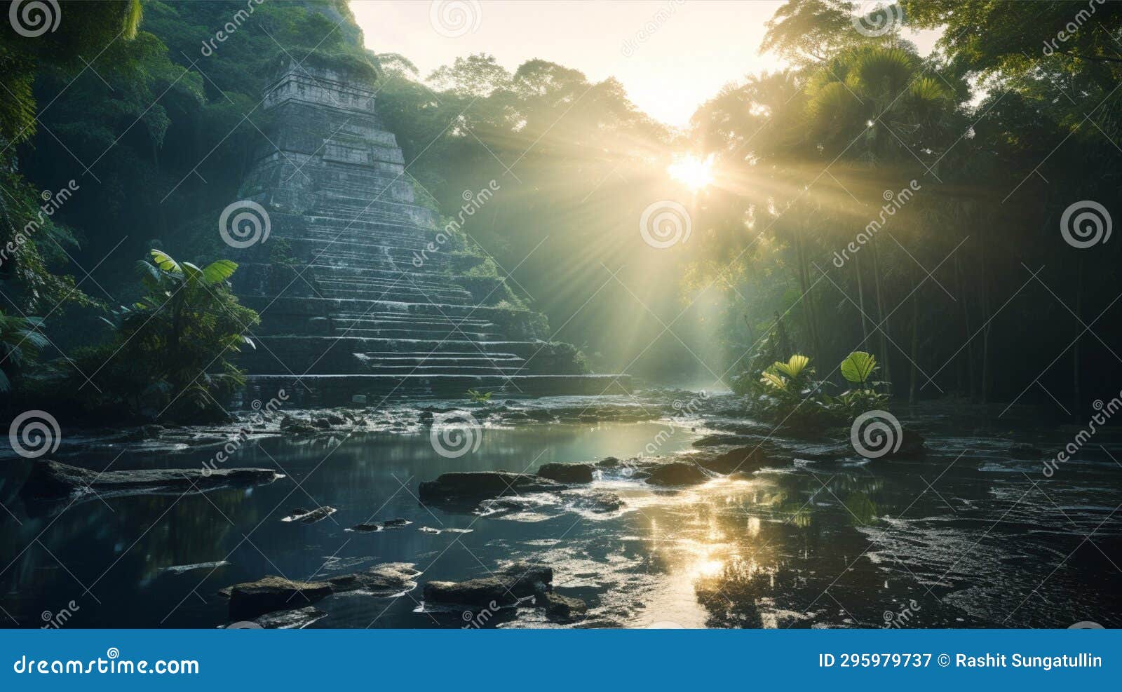 Mayan Pyramid Deep in the Jungle Stock Illustration - Illustration of ...