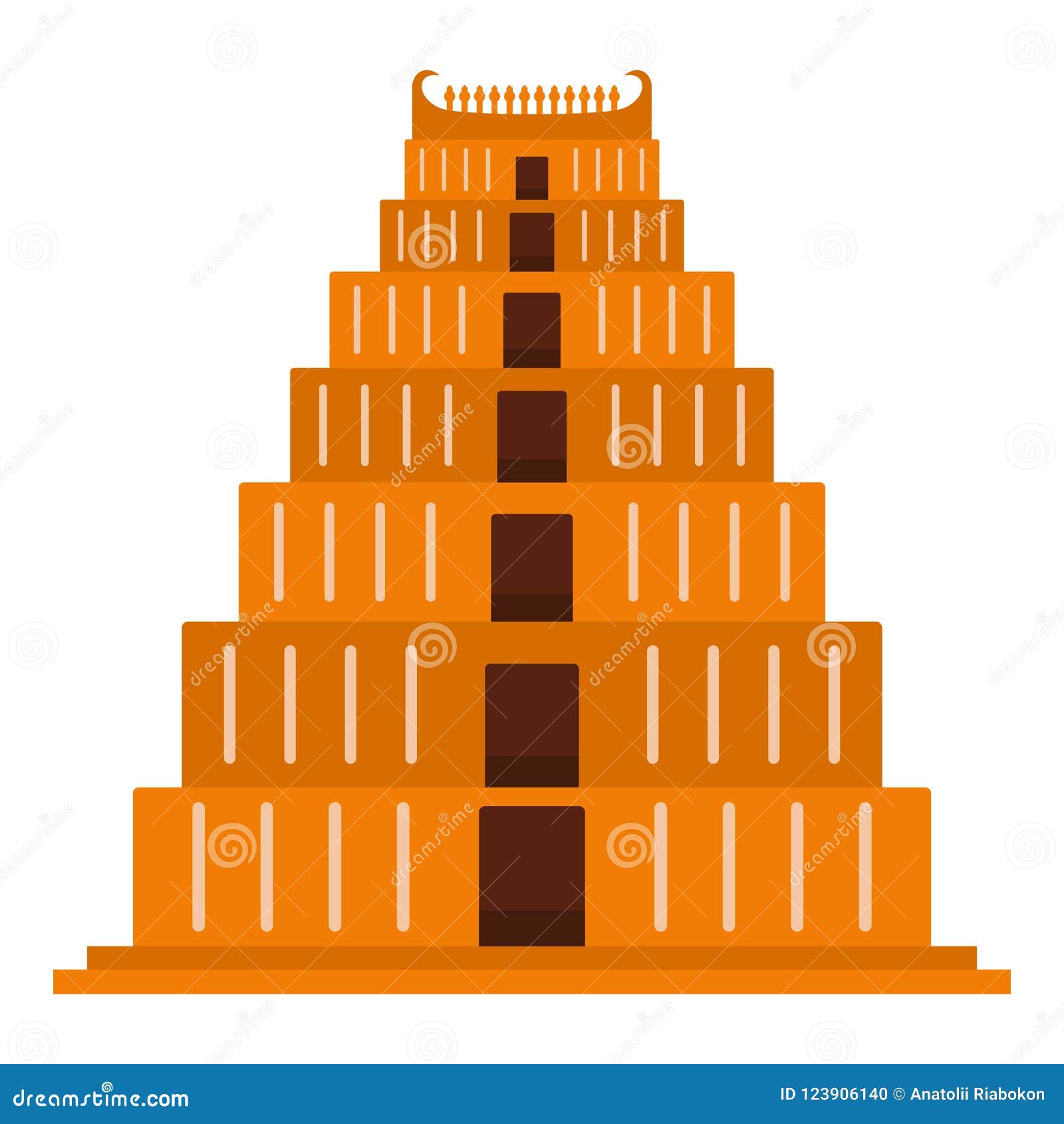 Mayan Pyramid Icon, Flat Style Stock Illustration - Illustration of ...