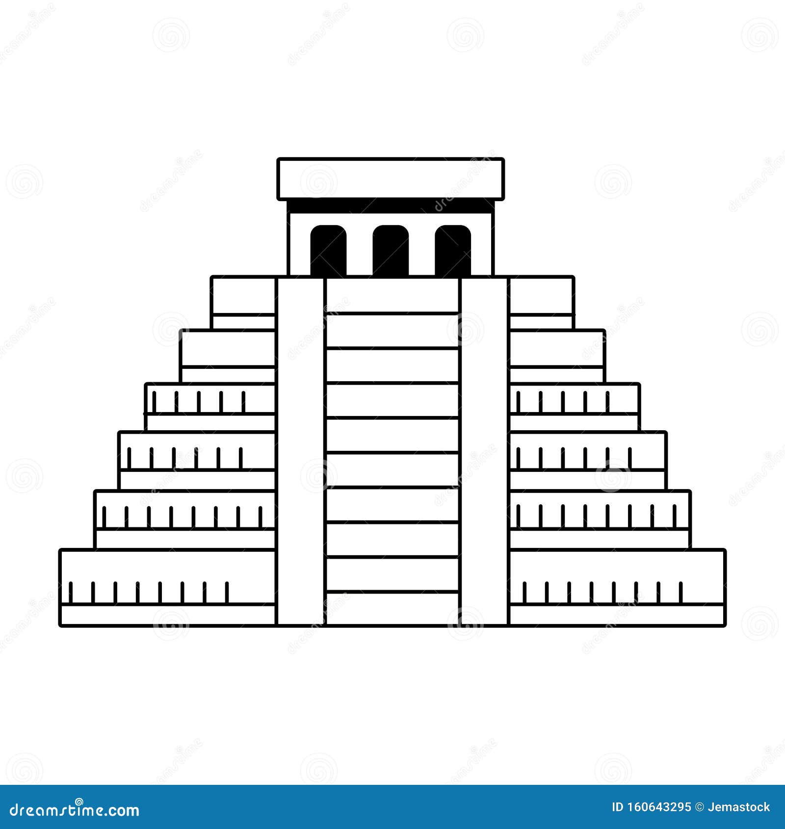 Iconic World Monuments, Mayan Pyramid Icon Vector Illustration ...