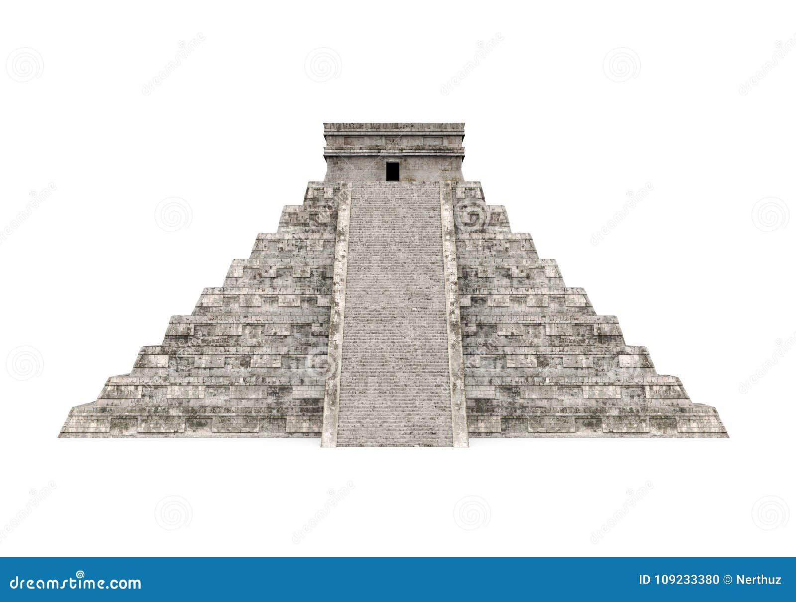 Mayan Pyramid In The Jungle. Vintage Vector Hatching Color Illustration ...