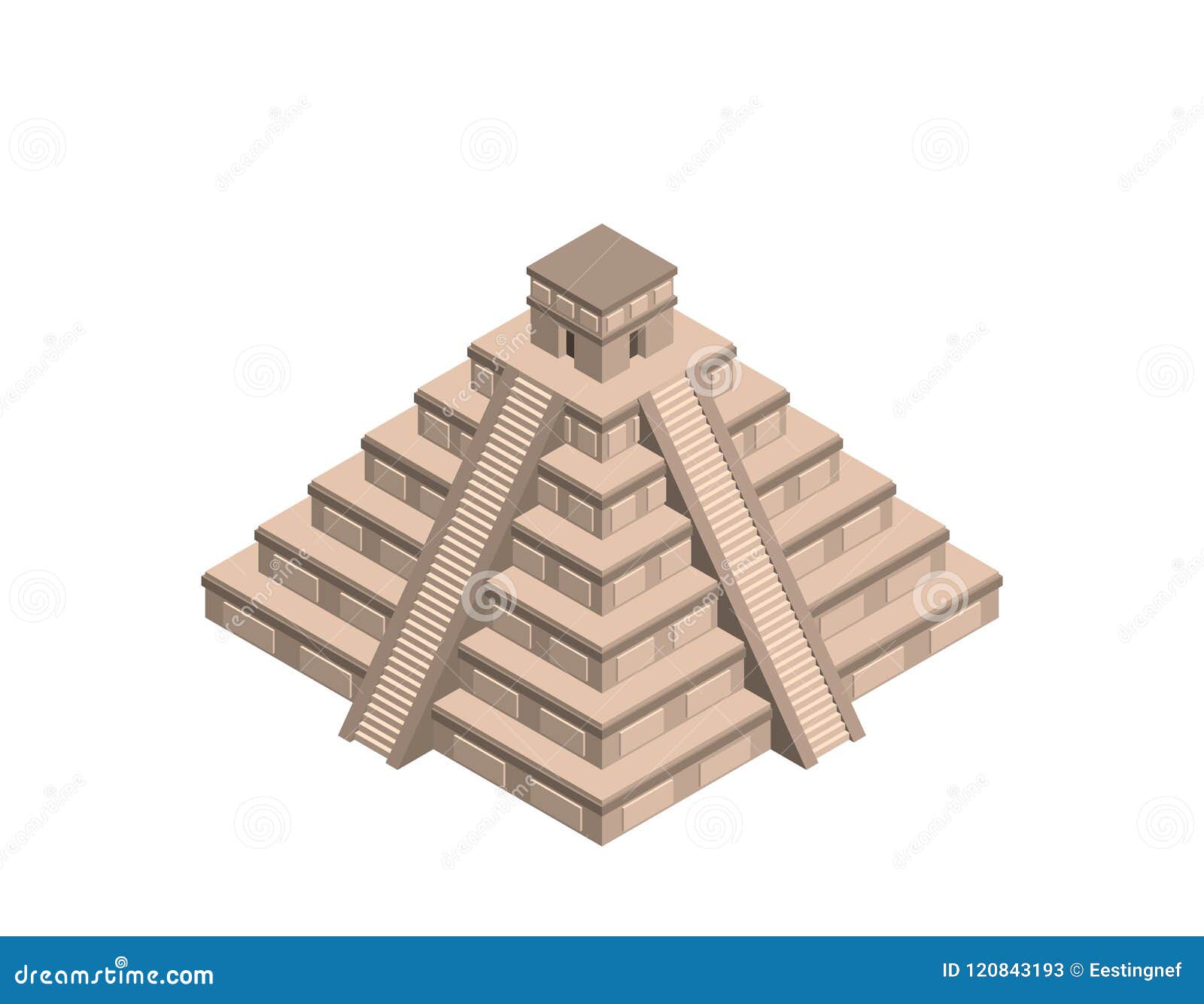 Mayan Pyramid. Isolated on White Background. 3d Vector Illustration ...