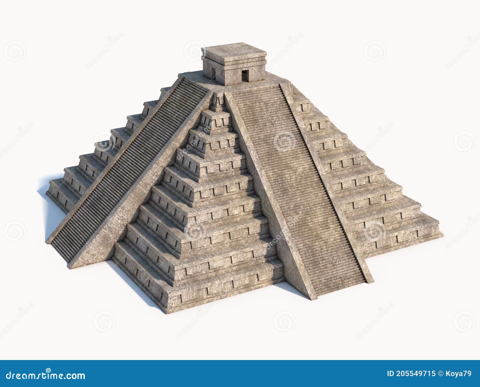 Mayan Pyramid Isolated on White 3d Rendering Stock Illustration ...