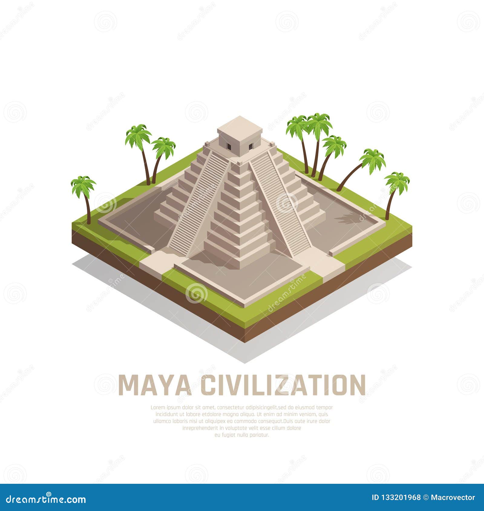 Mayan Pyramid Isometric Composition Stock Vector - Illustration of ...