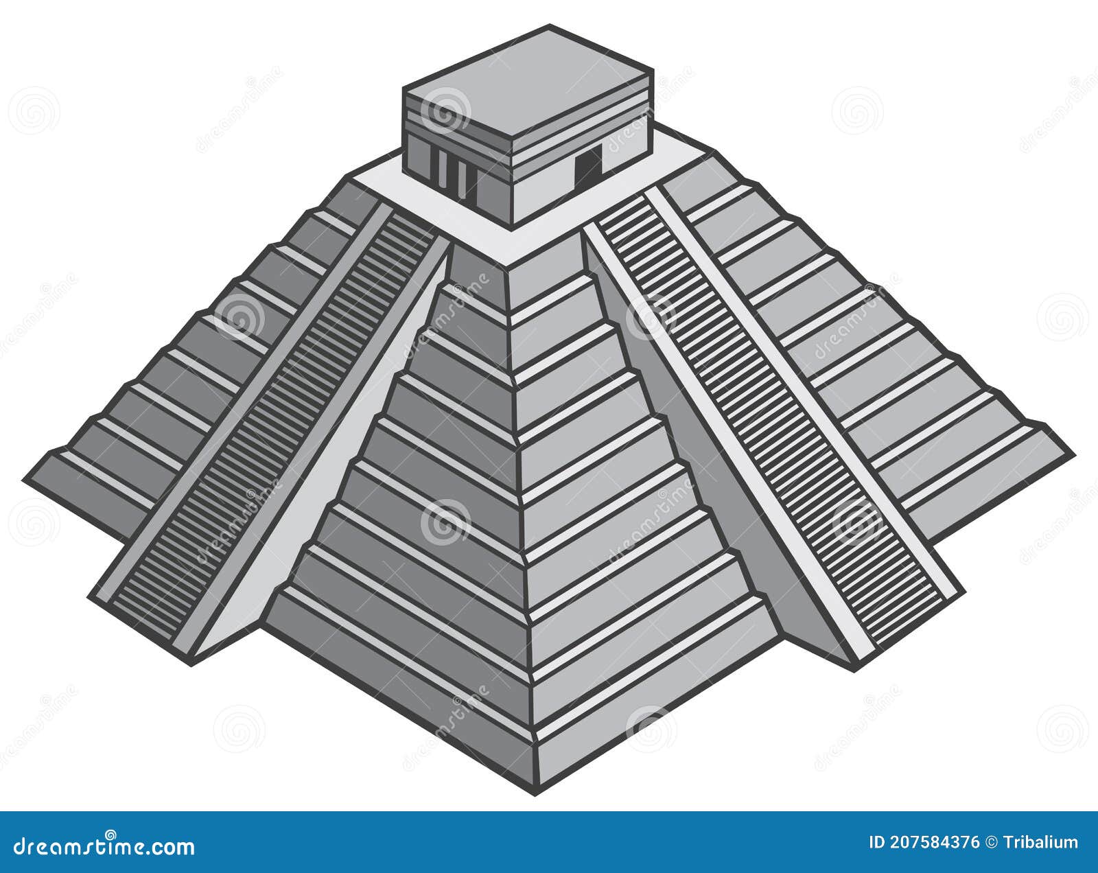 Mayan pyramid vector stock vector. Illustration of history - 207584376