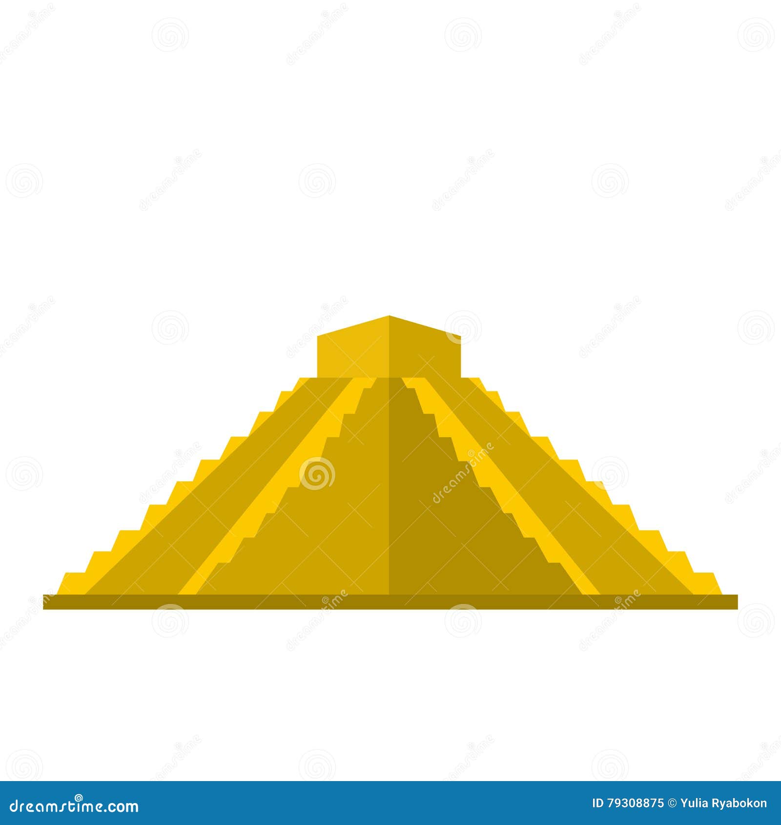 Mayan Pyramid in Yucatan, Mexico Icon, Flat Style Stock Vector ...
