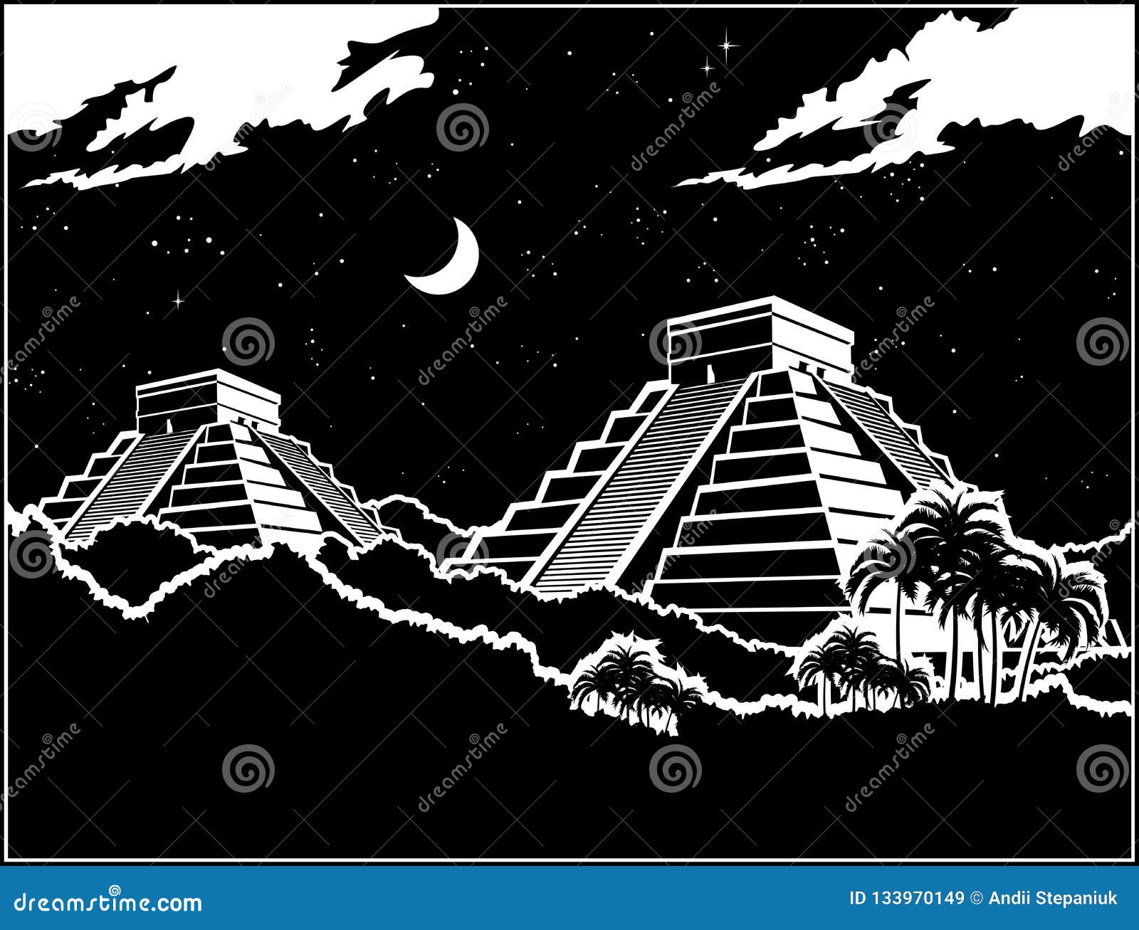 Mayan Pyramids. Vector Drawing Icon | CartoonDealer.com #286855212