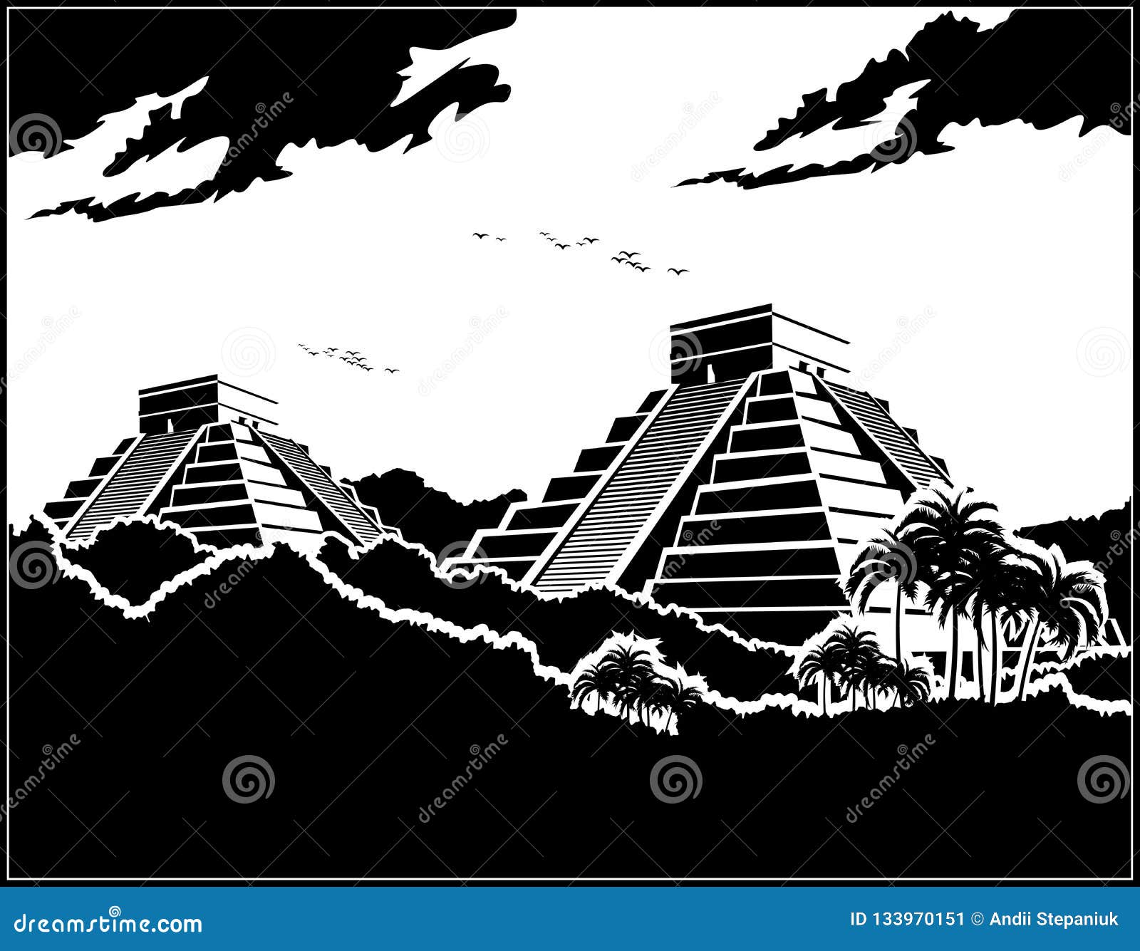 Mayan Pyramids. Vector Drawing Icon | CartoonDealer.com #286855212