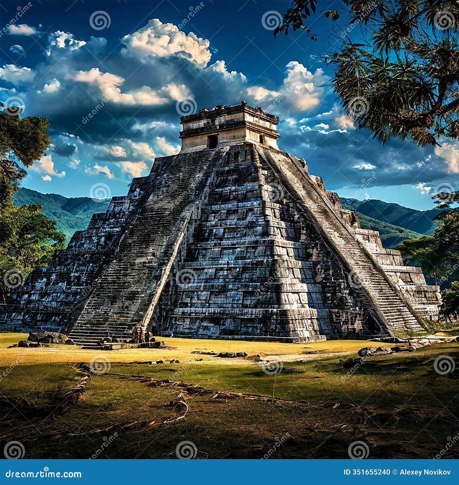 Mayan Pyramids. Vector Drawing Icon | CartoonDealer.com #204636776