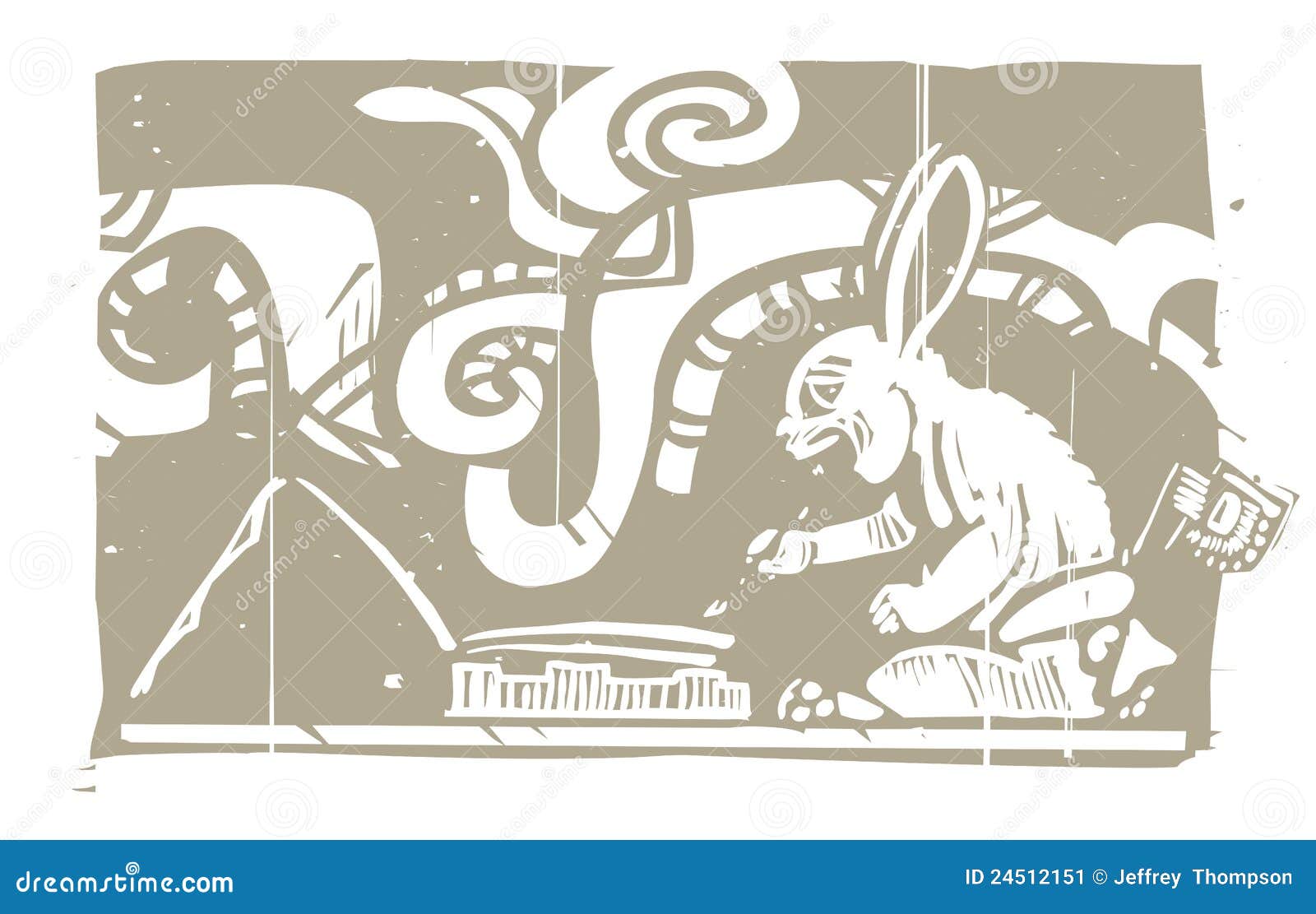 Mayan Rabbit Scribe Woodblock Stock Vector - Illustration of aztec ...