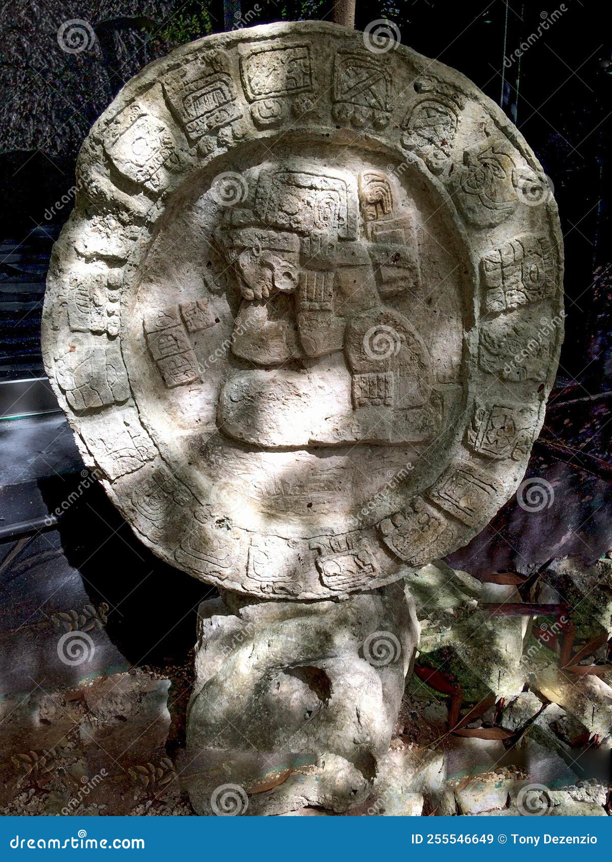 Mayan Relic on display stock image. Image of freestone - 255546649
