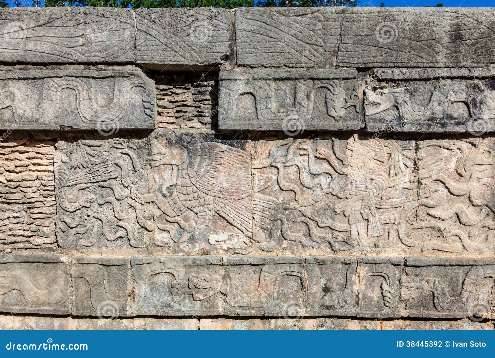Mayan Reliefs on Venus Platform in the Great Plaza of Chichen Itza ...