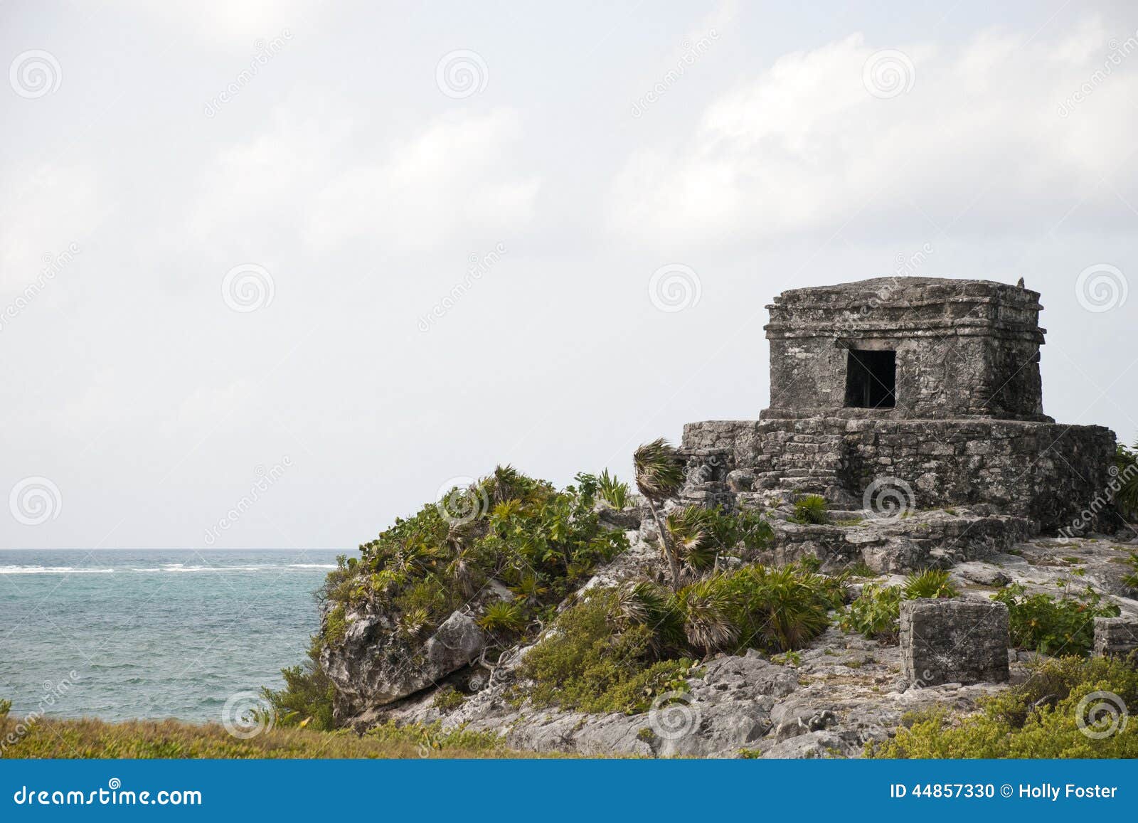 Mayan Ruins on Ocean Cliff stock photo. Image of mexico - 44857330