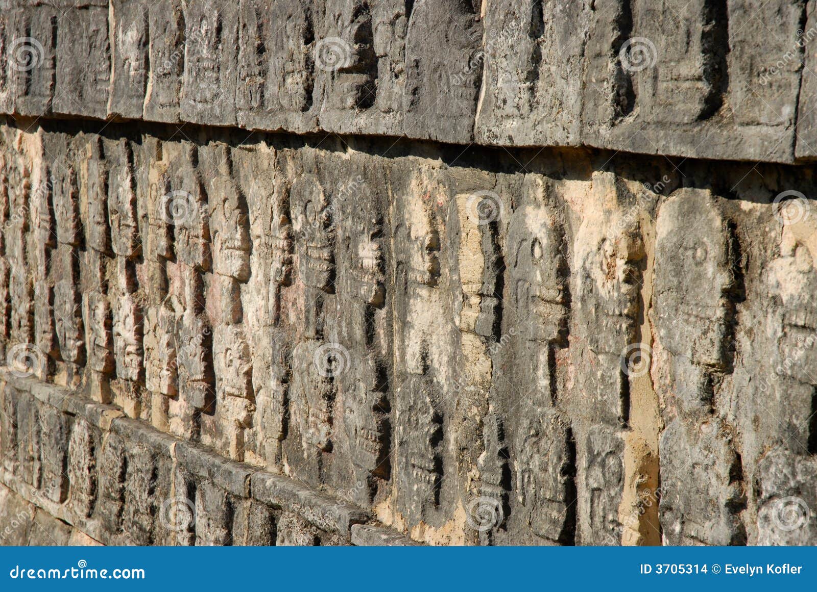Mayan Skull Carvings at Chichen Itza. Stock Photo - Image of head ...