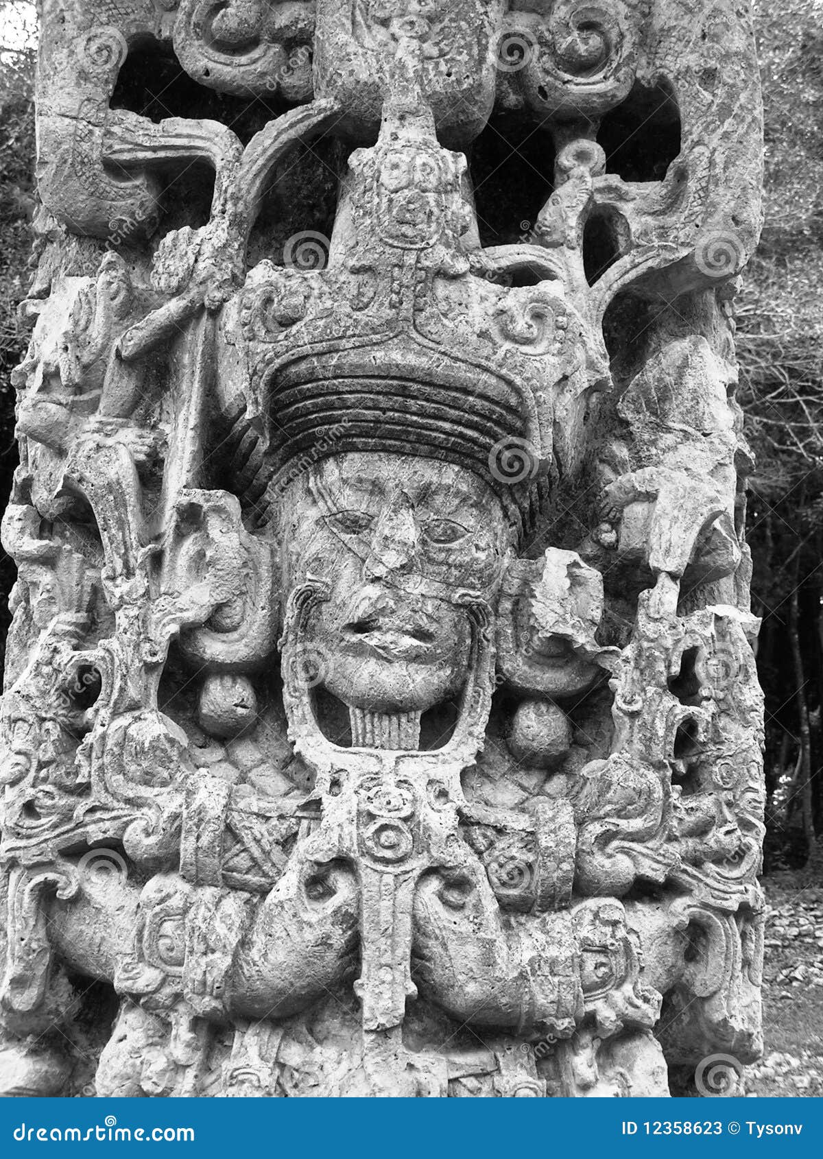 Mayan Stellae stock image. Image of guatemala, maya, mayan - 12358623