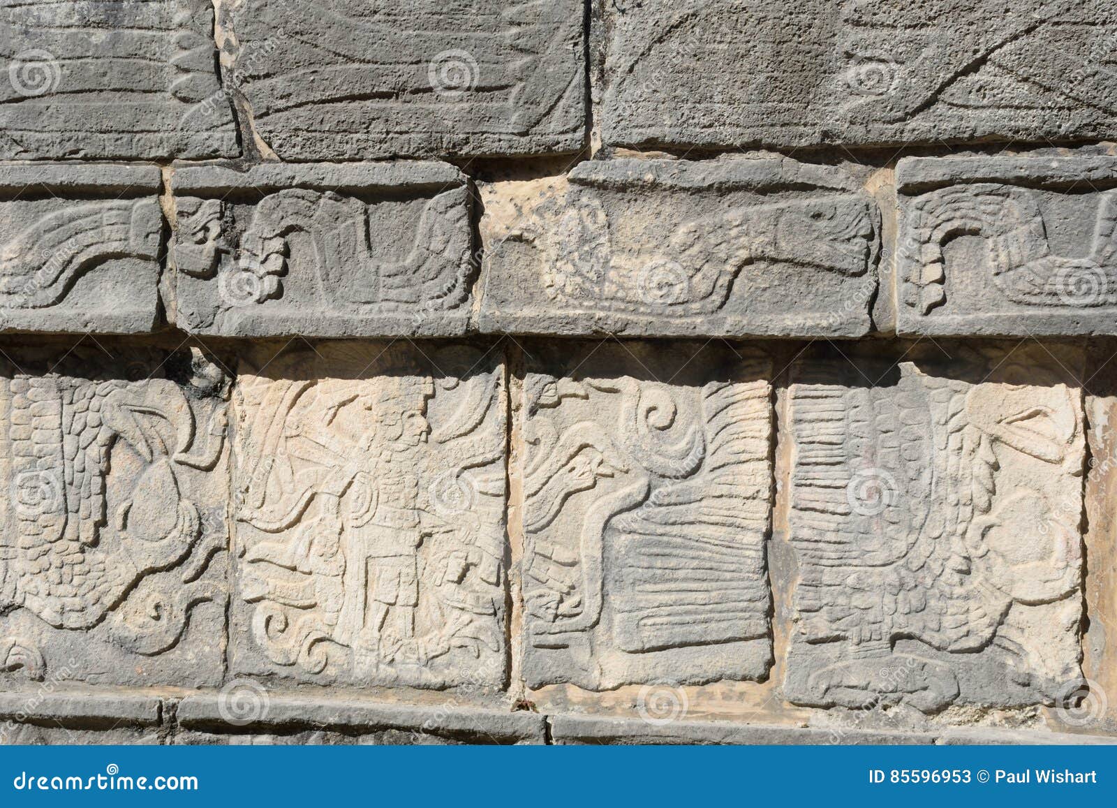 Mayan Stone Frieze at Chichen Itza Stock Image - Image of tourism ...