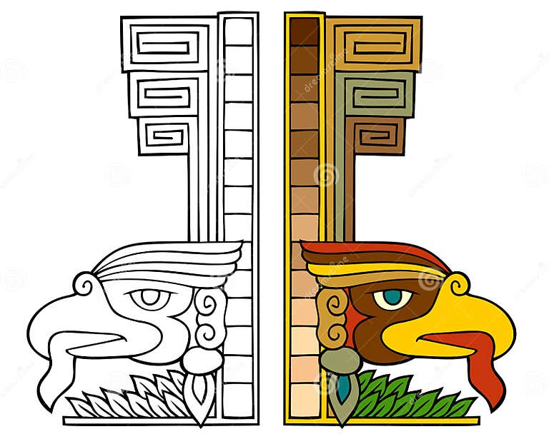 Mayan eagle border element stock vector. Illustration of aztec - 130026909