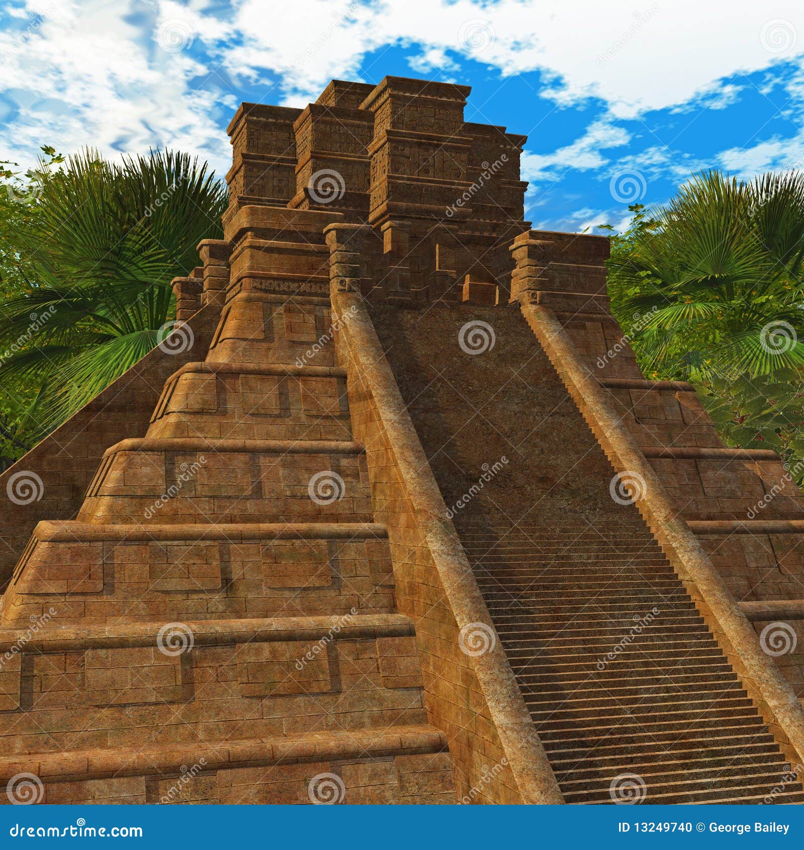 Mayan Temple in Jungle stock illustration. Illustration of architecture ...