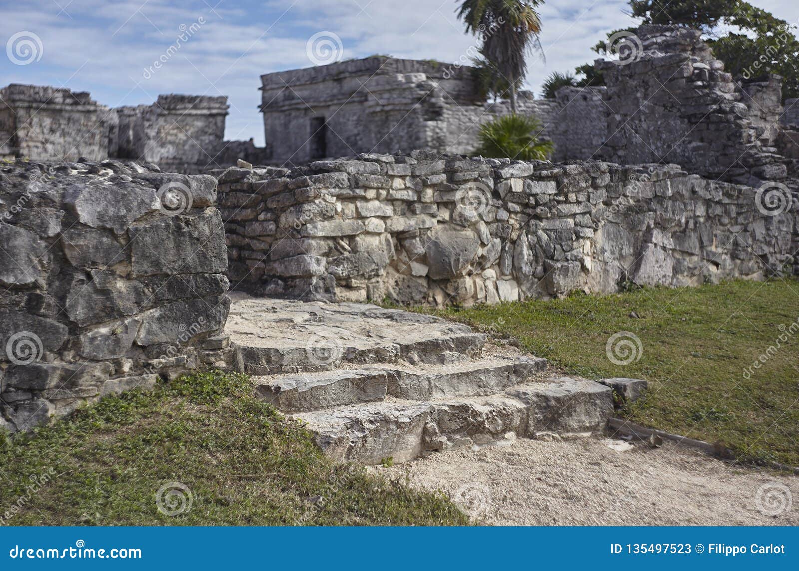 Mayan temple`s Stairs stock image. Image of caribbean - 135497523