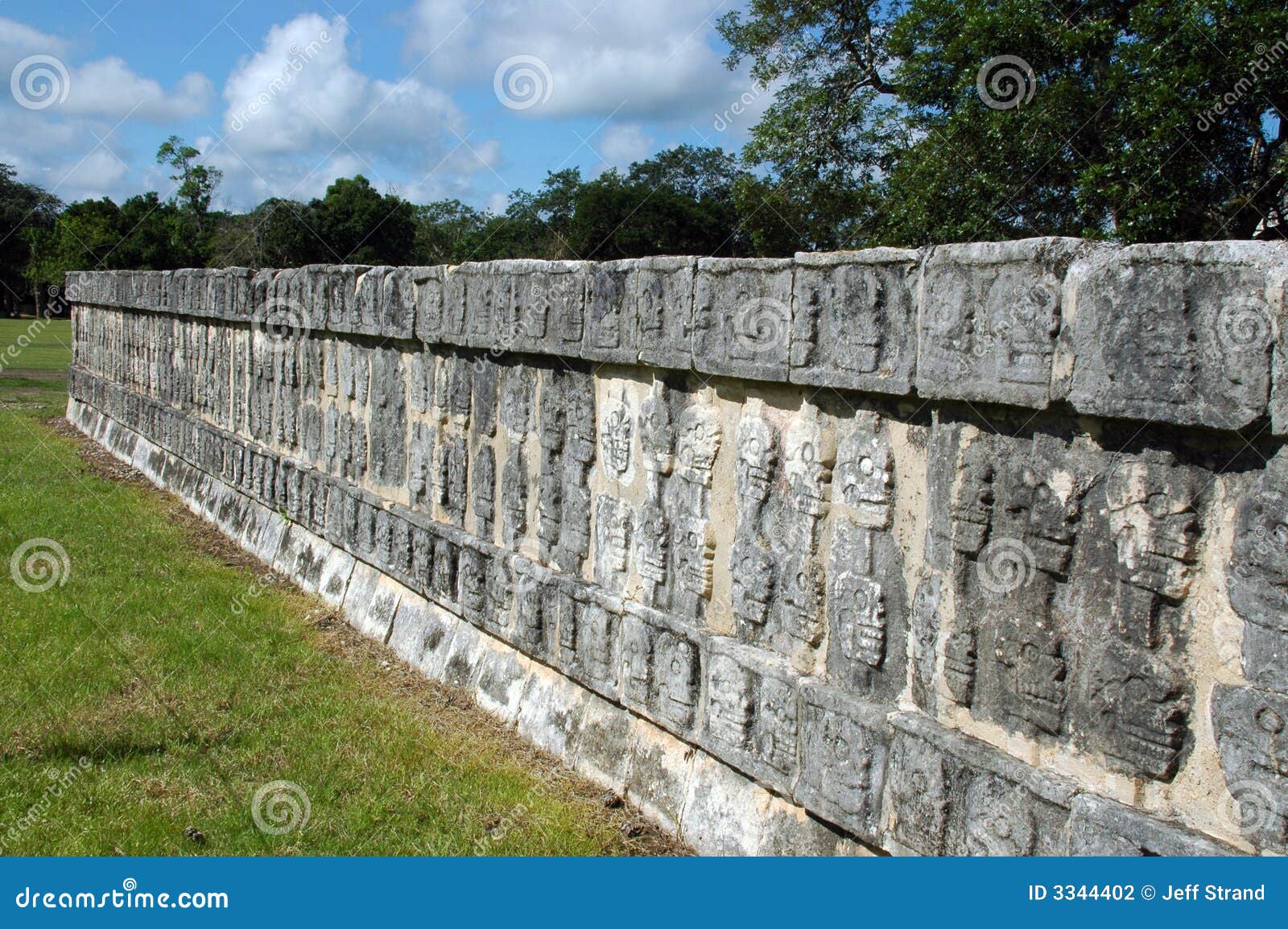 Mayan Wall of Skulls stock photo. Image of history, heritage - 3344402