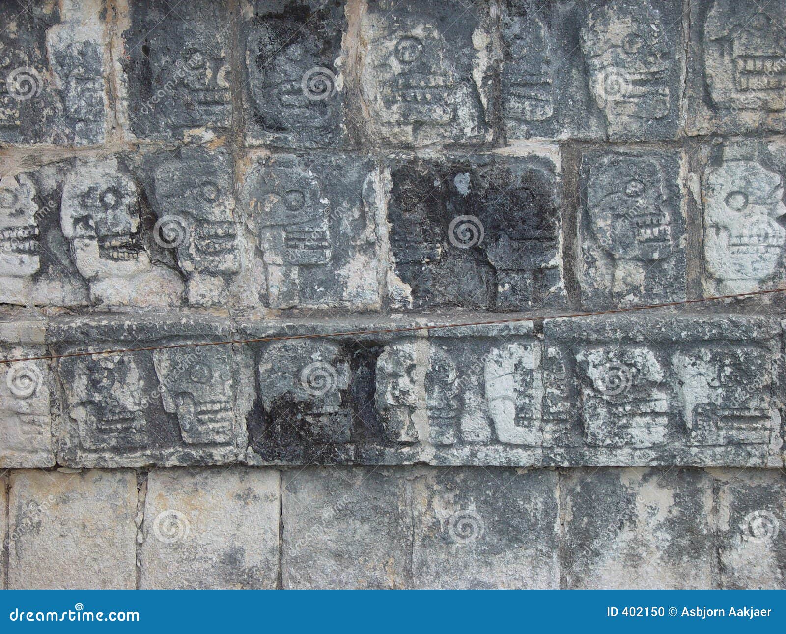 Mayan Wall of Skulls stock photo. Image of restored, castillo - 402150