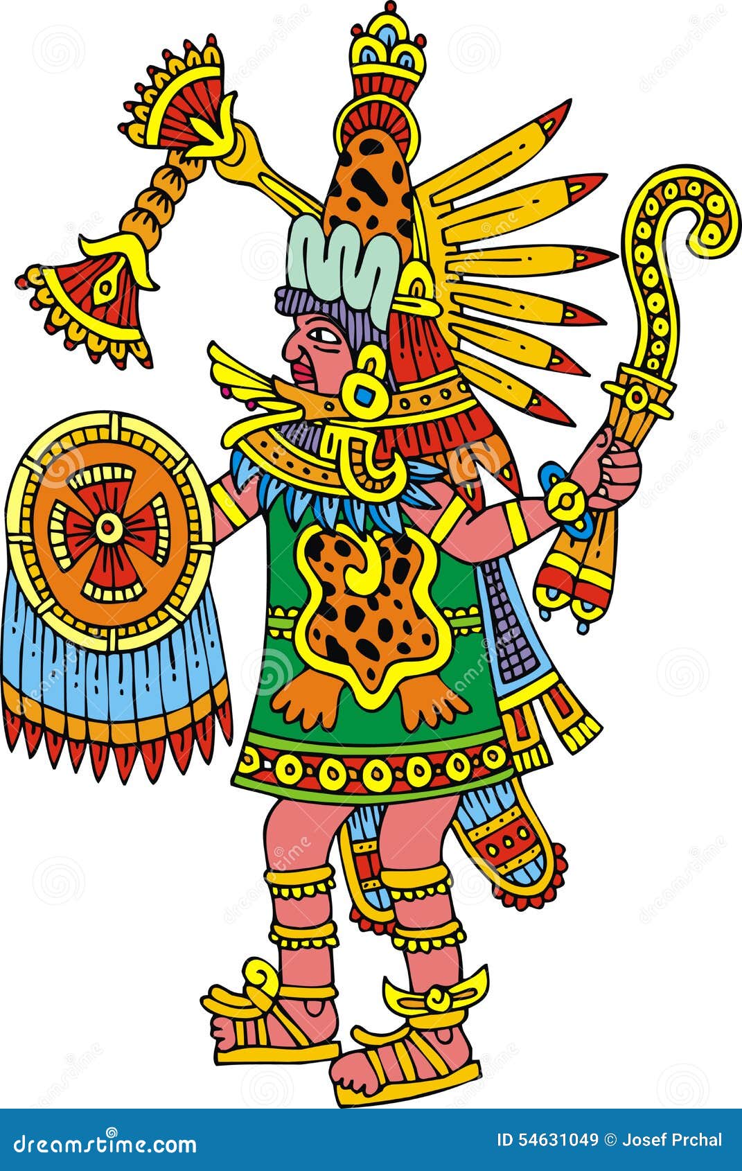 Mayan warrior isolated stock vector. Illustration of aztec - 54631049
