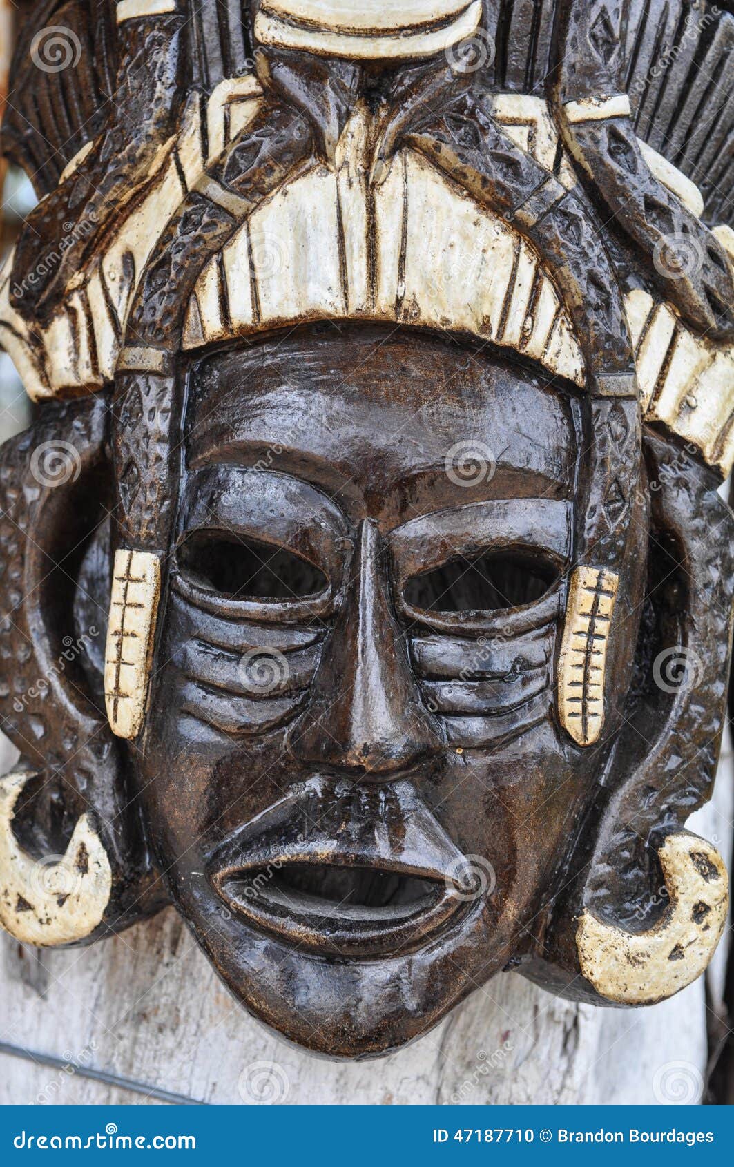 Mayan Wooden Mask stock photo. Image of background, handcraft - 47187710